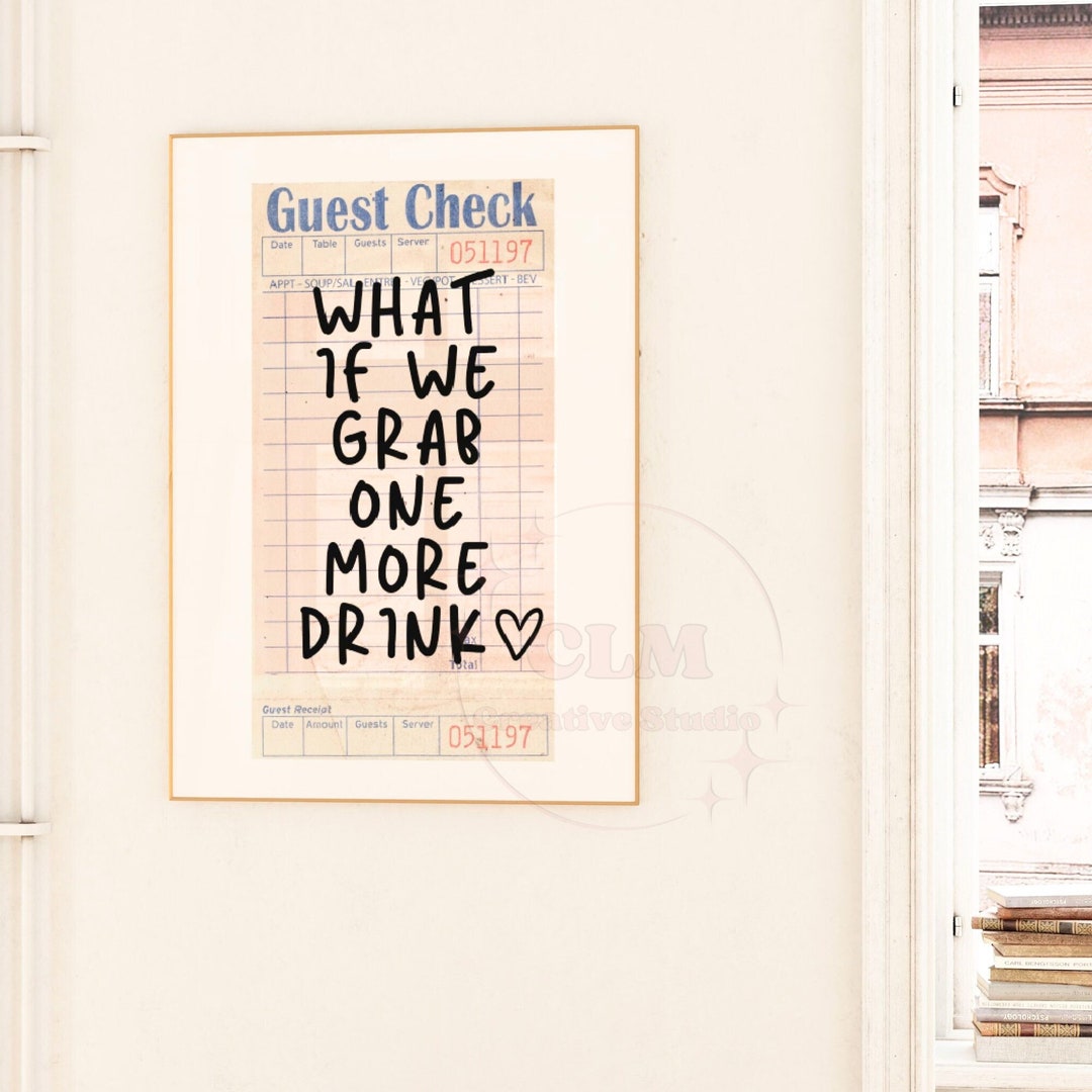 What If We Grab One More Drink Guest Check Print, Preppy Retro Bar Cart ...