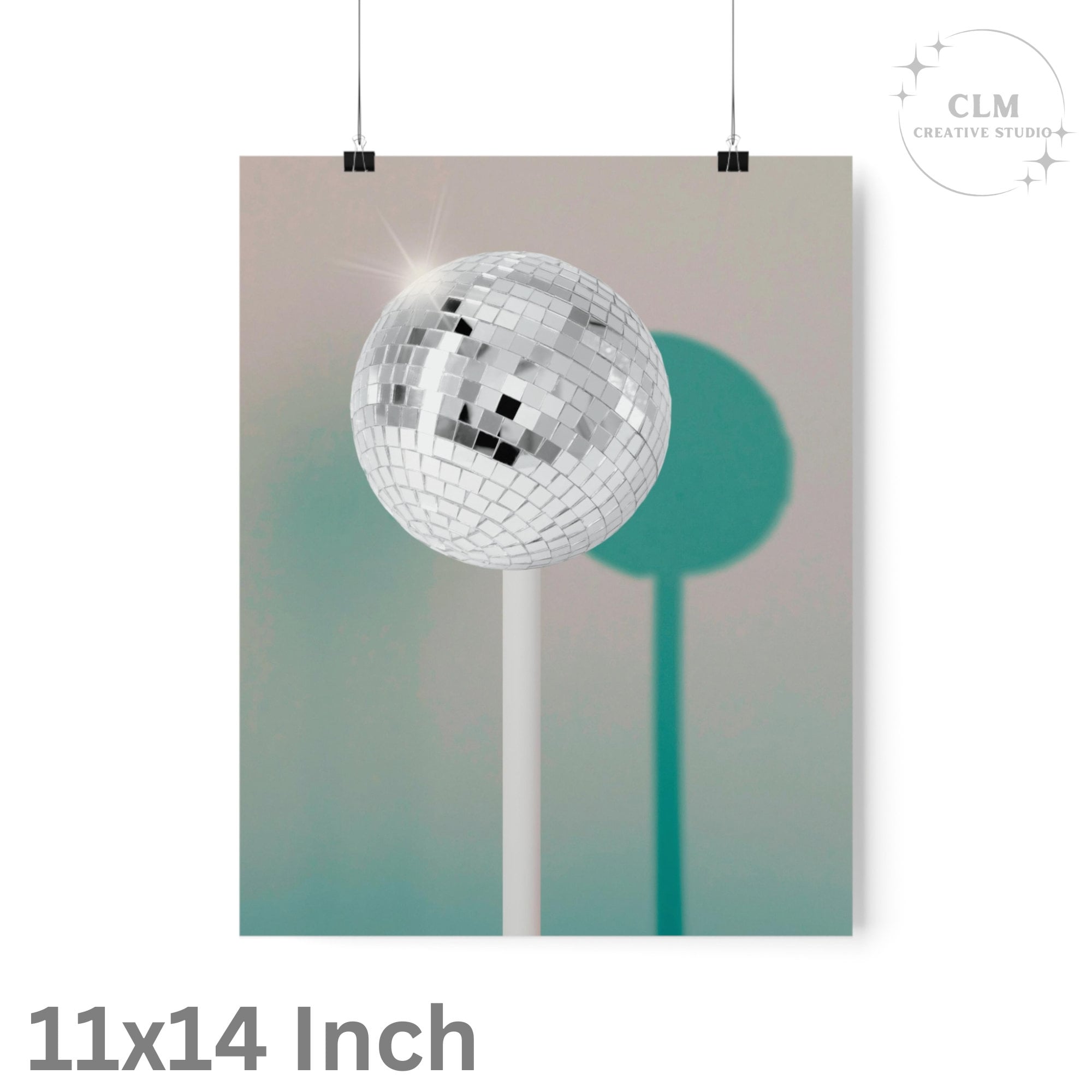 Trendy Disco Ball Print, Preppy Retro Blue Disco Lollipop Poster, Bar ...