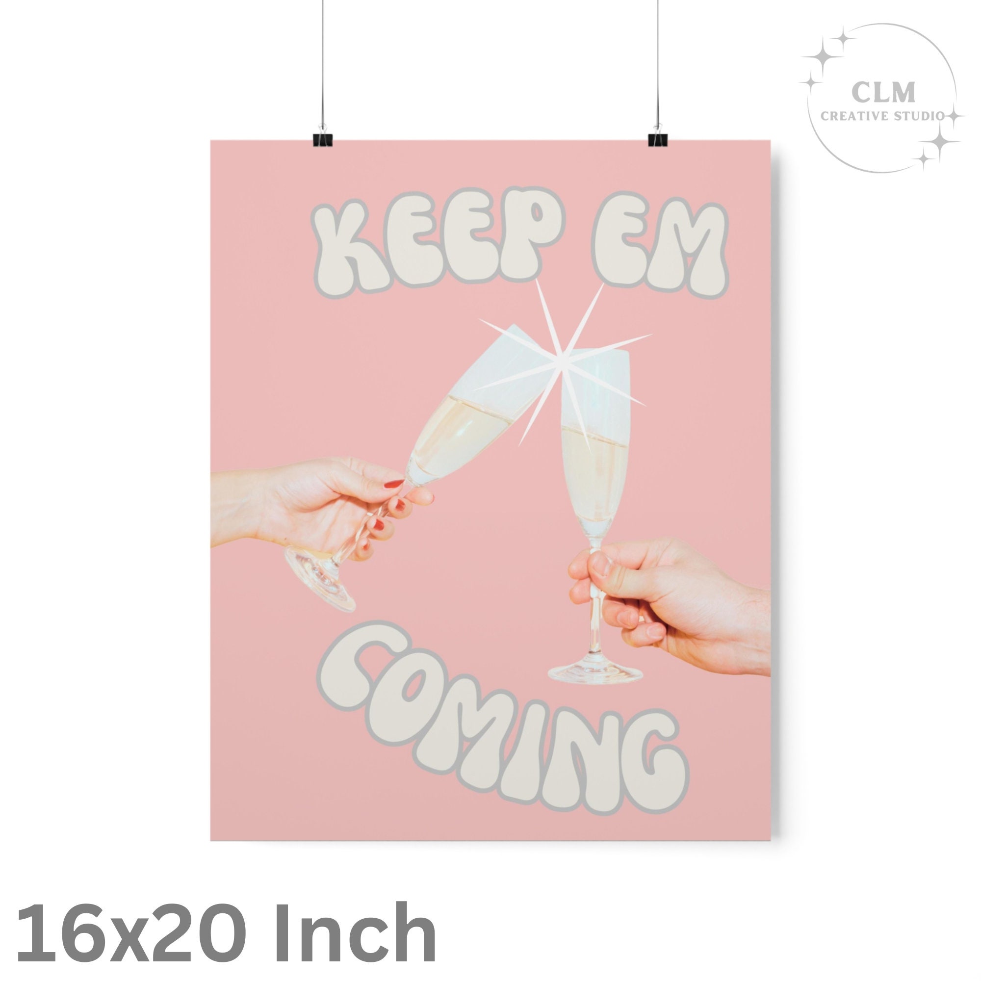 Keep Em Coming Poster, Preppy Champagne Problems Wall Art, Trendy Retro ...