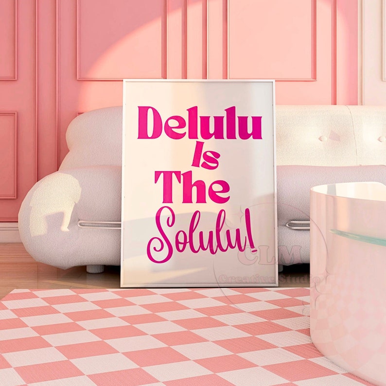 Delulu is the Solulu Typography Print in Hot Pink, Trendy Cute Girly ...