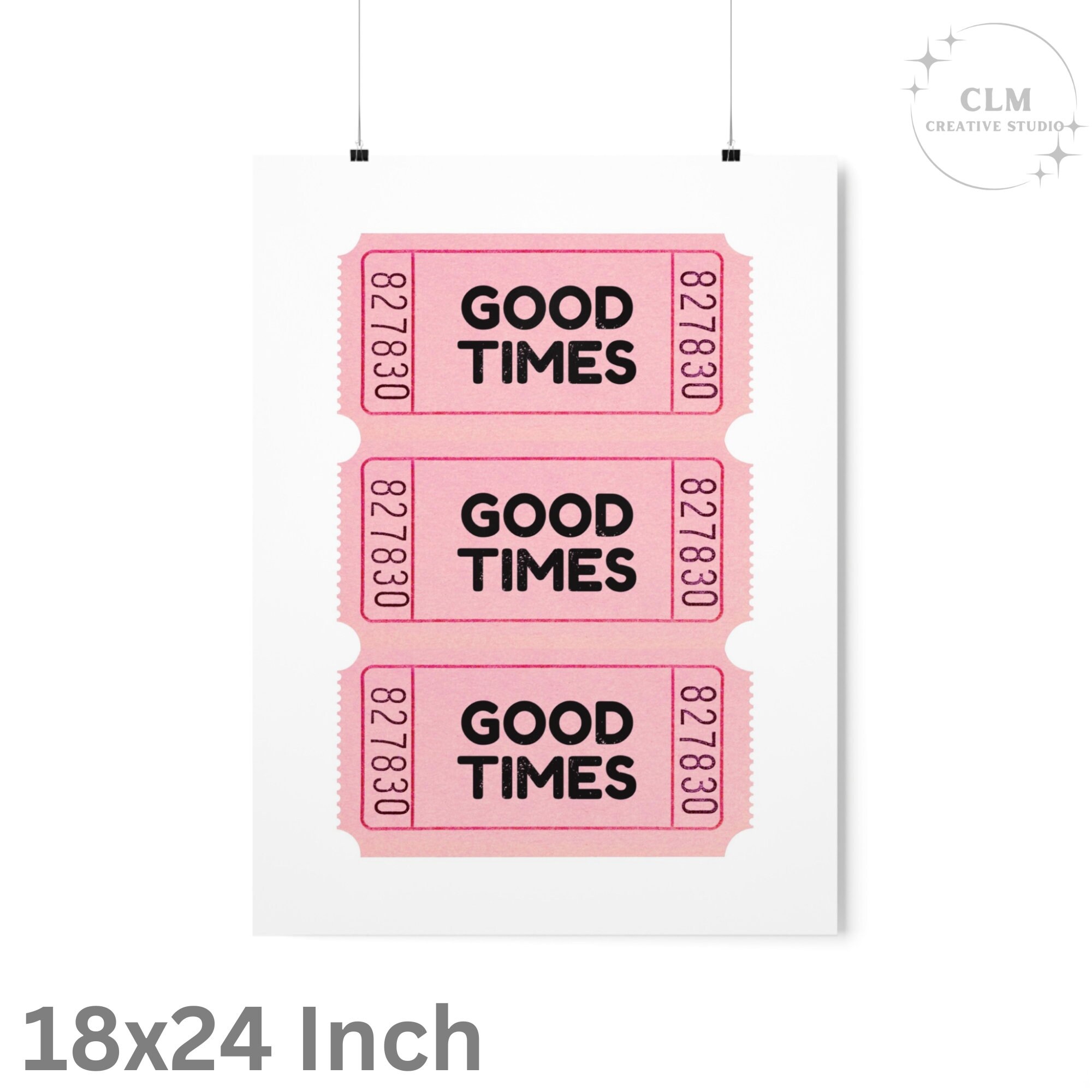 Bubblegum Pink Good Times Ticket Print, Preppy College Dorm Room Poster ...