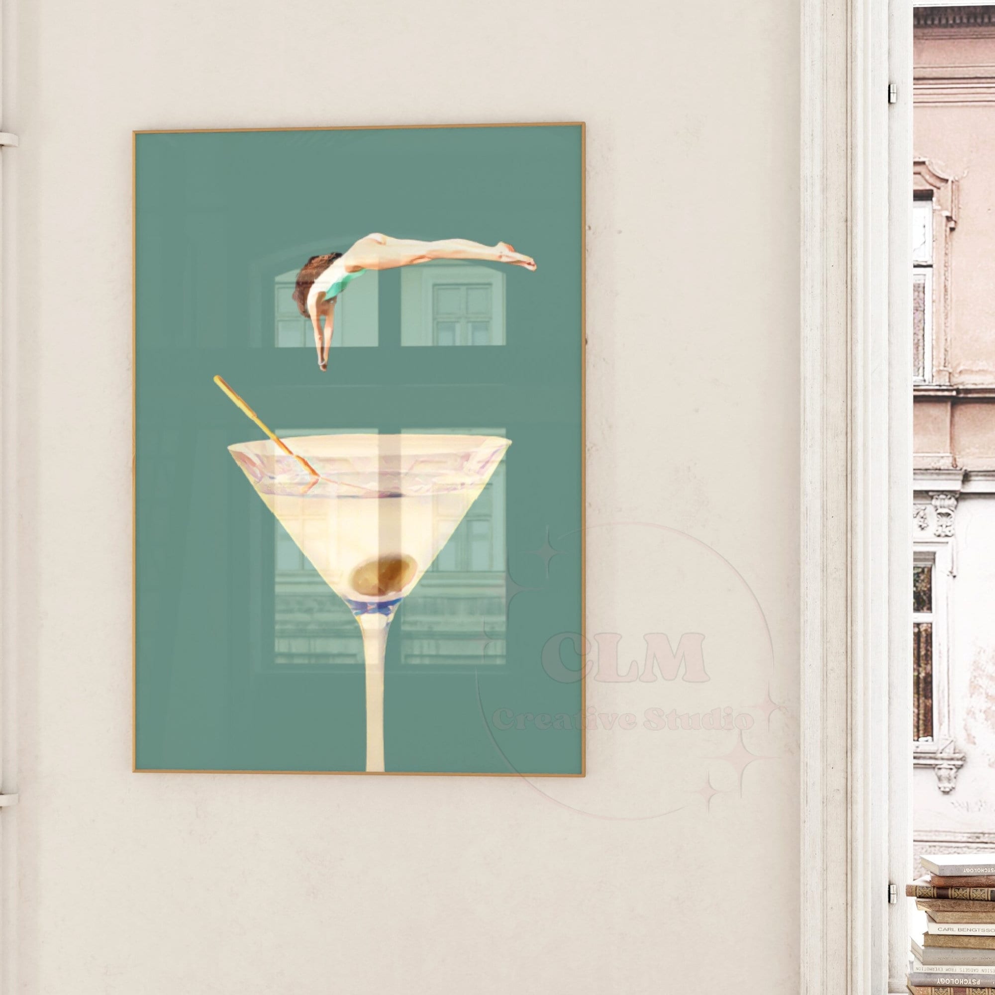 Dirty Martini Print, Preppy Retro Bar Cart Printed Posters, Trendy ...