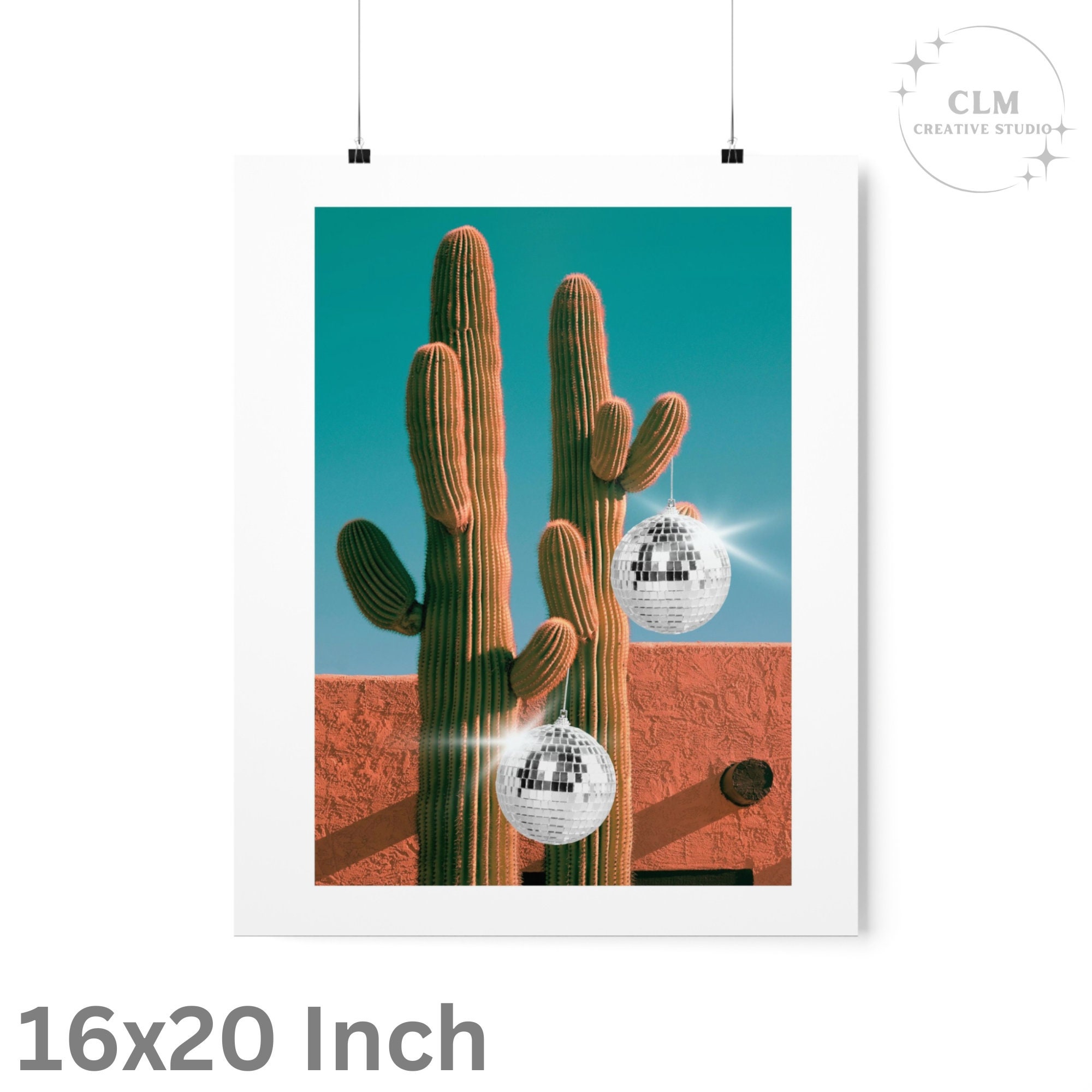 Disco Ball Cactus Poster Trendy Desert Cactus Wall Art - Etsy