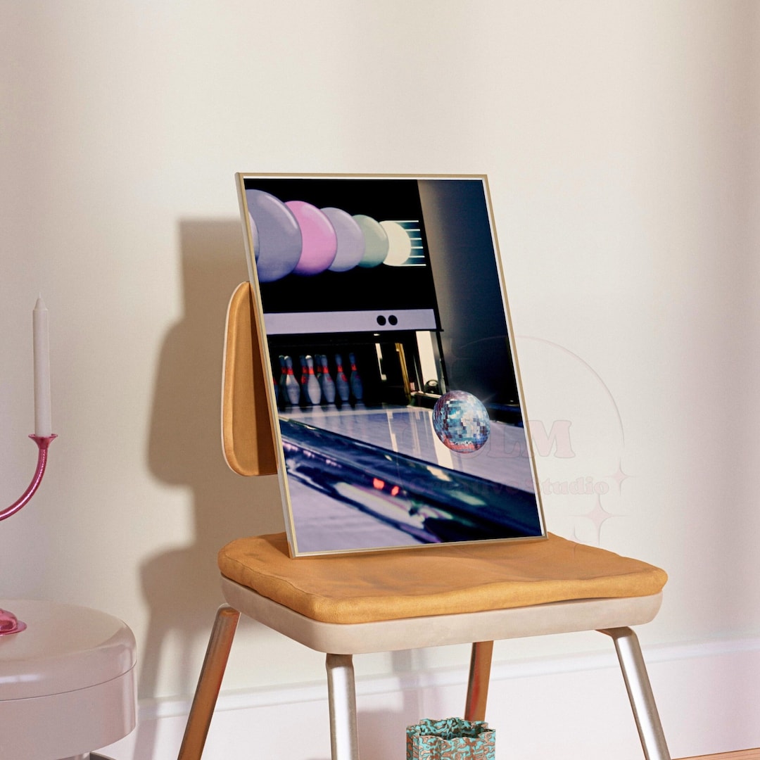 Funky Bowling Alley Poster, Trendy Nostalgic Disco Ball Prints ...