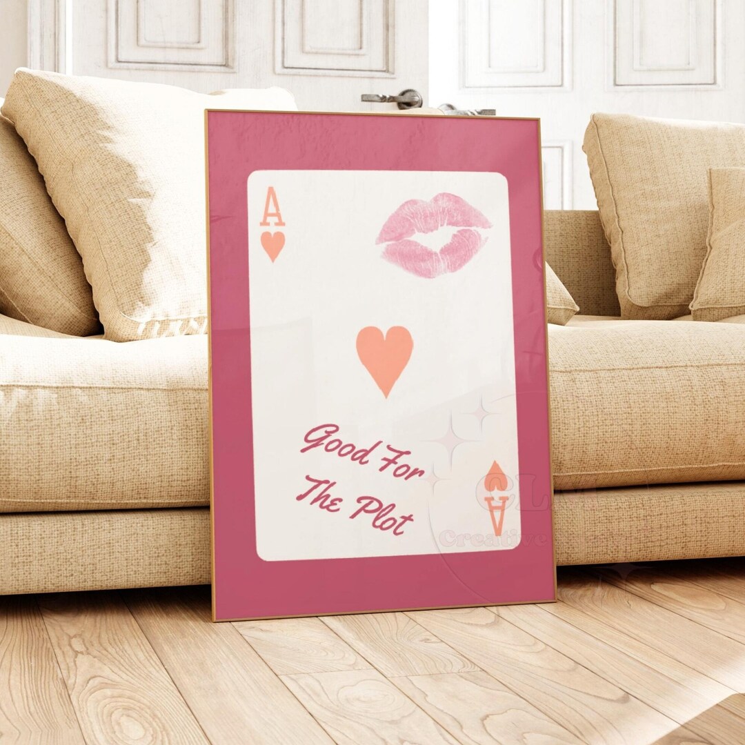 Good for the Plot Playing Card Poster, Preppy Pink & Orange Print ...