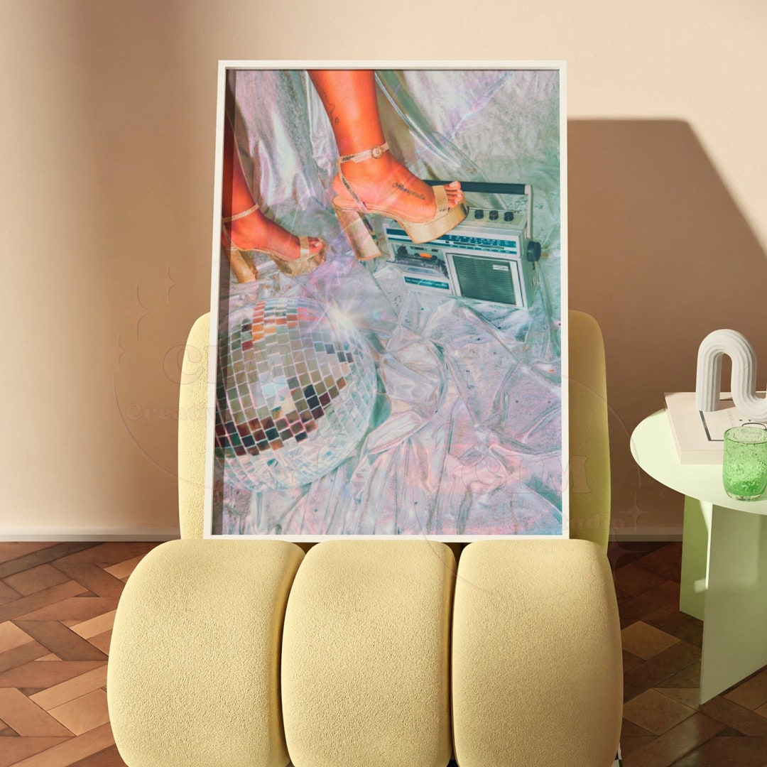 Preppy Retro Disco Ball Poster Trendy Bar Cart Wall Art - Etsy