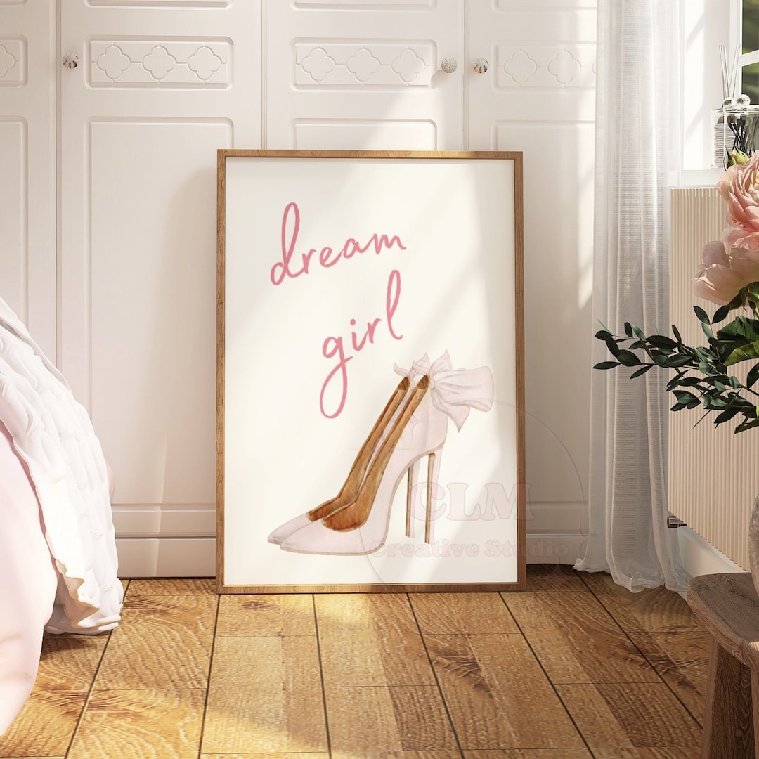Coquette Dream Girl Poster in Pink, Balletcore Bedroom Decor, Vintage ...