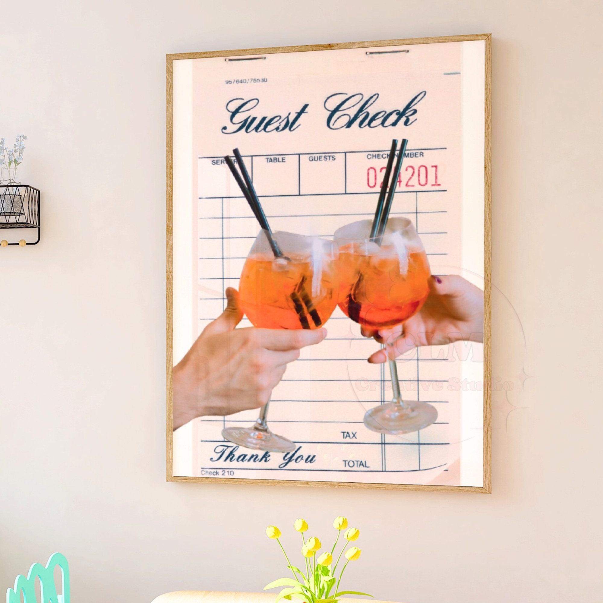 Aperol Spritz Cheers Guest Check Poster Preppy Cocktail Wall - Etsy