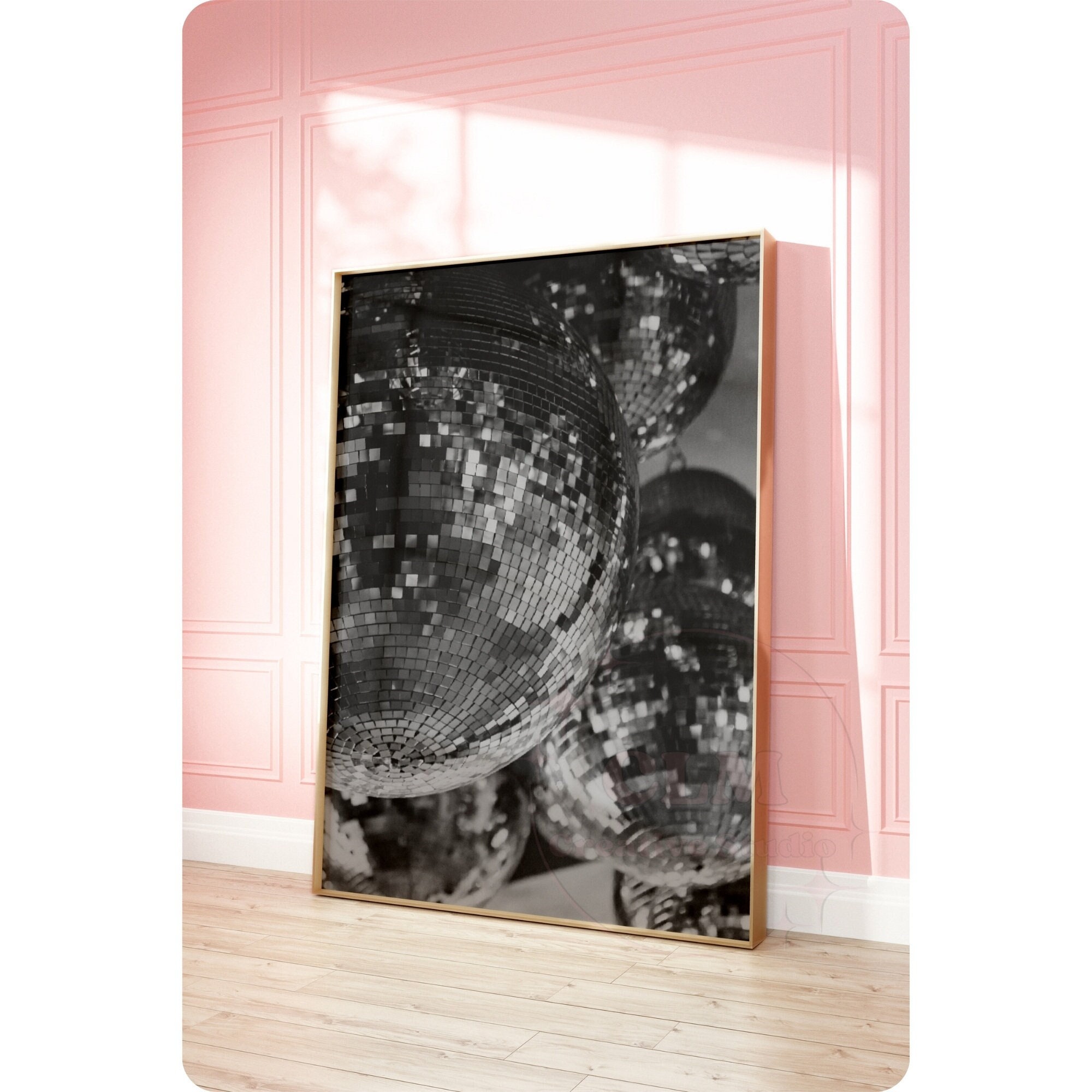 Disco Balls Prints, Preppy Retro Bar Cart Printed Posters, Trendy ...