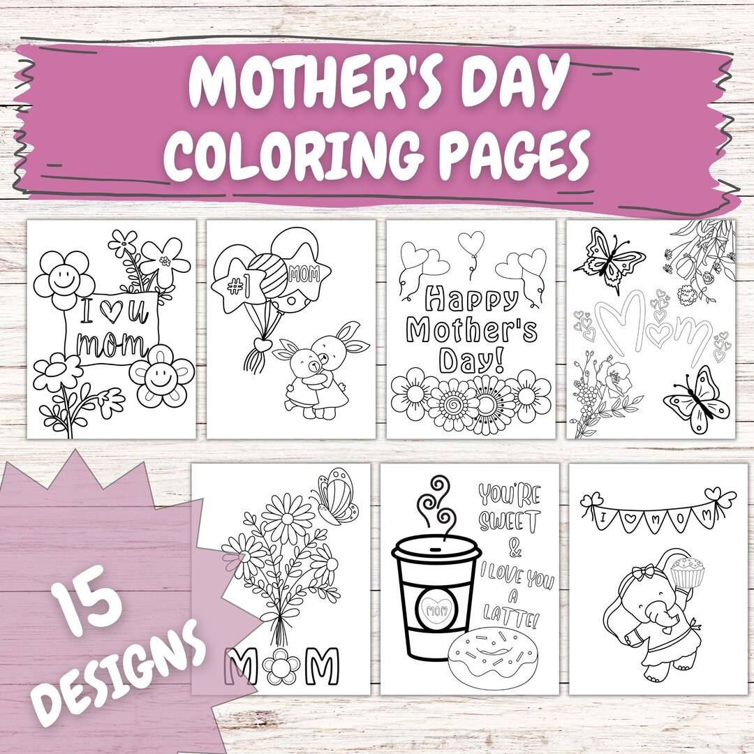 Buy Mother's Day Themed Coloring Pages, Bundle of 15 Designs Printable ...
