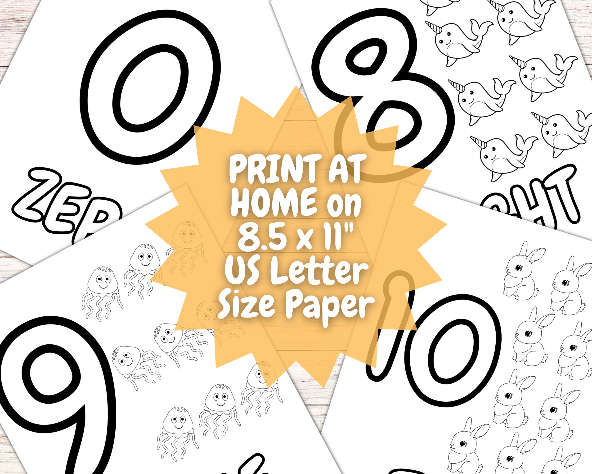 Number Coloring Pages 0-10 Featuring Animals, Instant Download ...