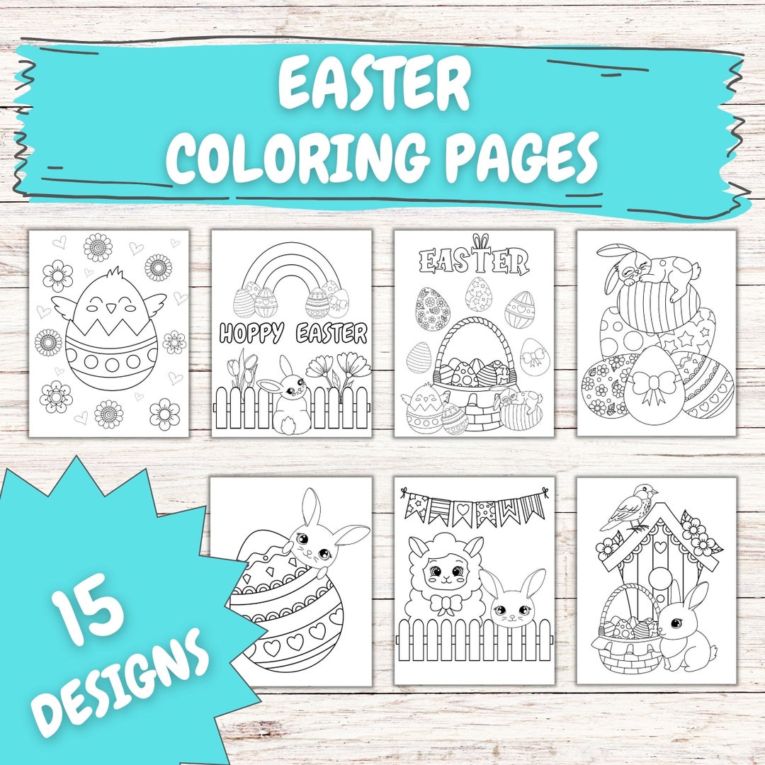 Easter Themed Coloring Pages for Kids of All Ages, Bundle of 15 Pages ...