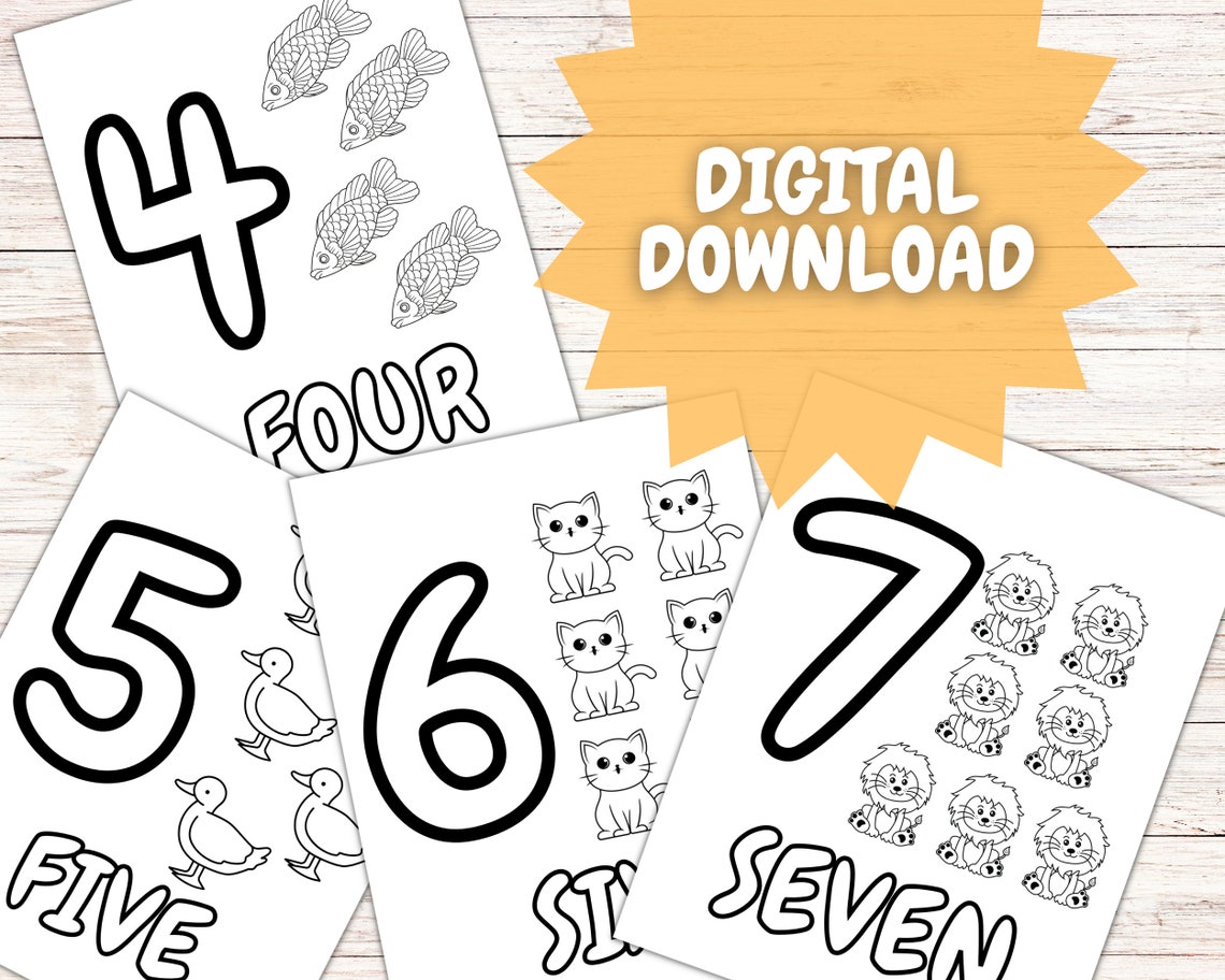 Number Coloring Pages 0-10 Featuring Animals, Instant Download ...