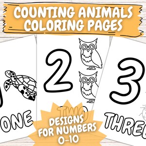 Number Coloring Pages (0-10) Featuring Animals, Instant Download ...