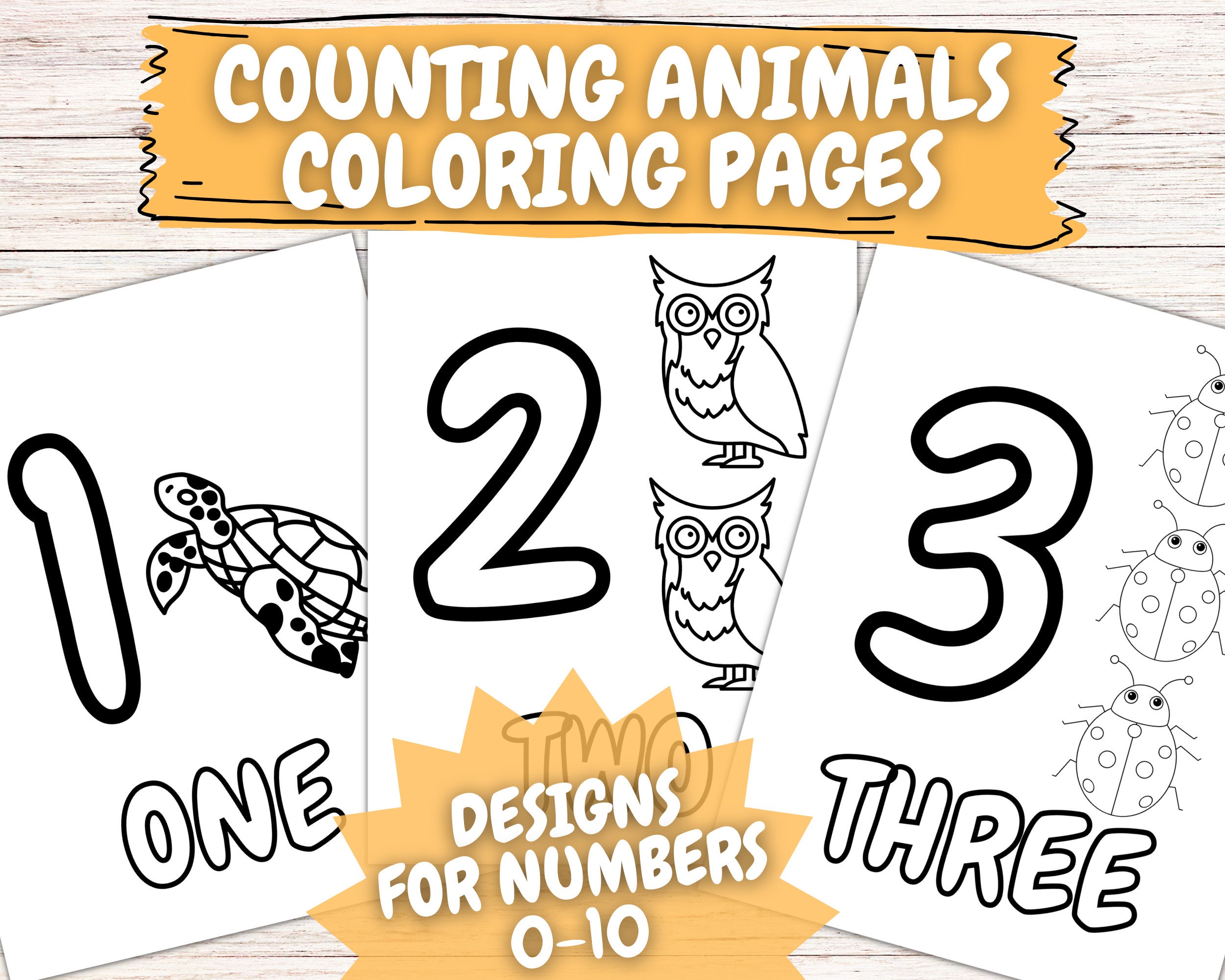 Number Coloring Pages (0-10) Featuring Animals, Instant Download ...
