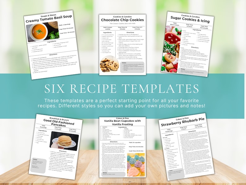 Printable Recipe Book, Recipe Binder Kit, Editable Template Bundle, DIY ...
