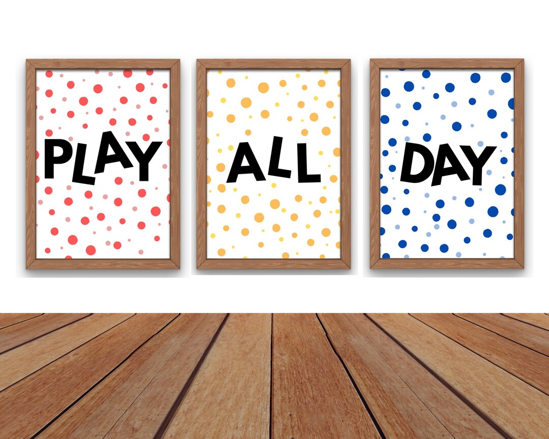 Play All Day Primary Colors, Set of 3 Playroom Prints, Nursery Decor ...