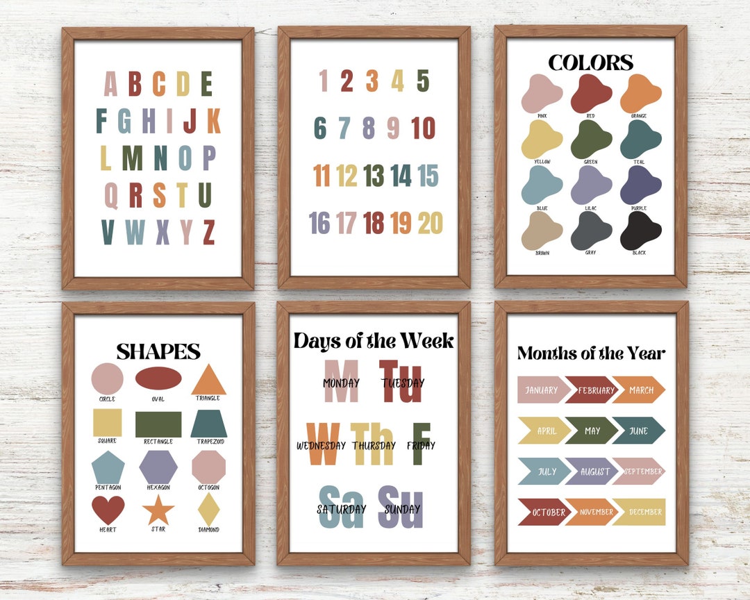 Nature Inspired Palette Playroom Prints, Set of 6, Digital Download ...