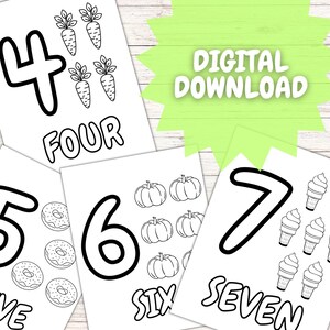 Food Number Coloring Pages (0-10): Preschool Learning (digital Download ...