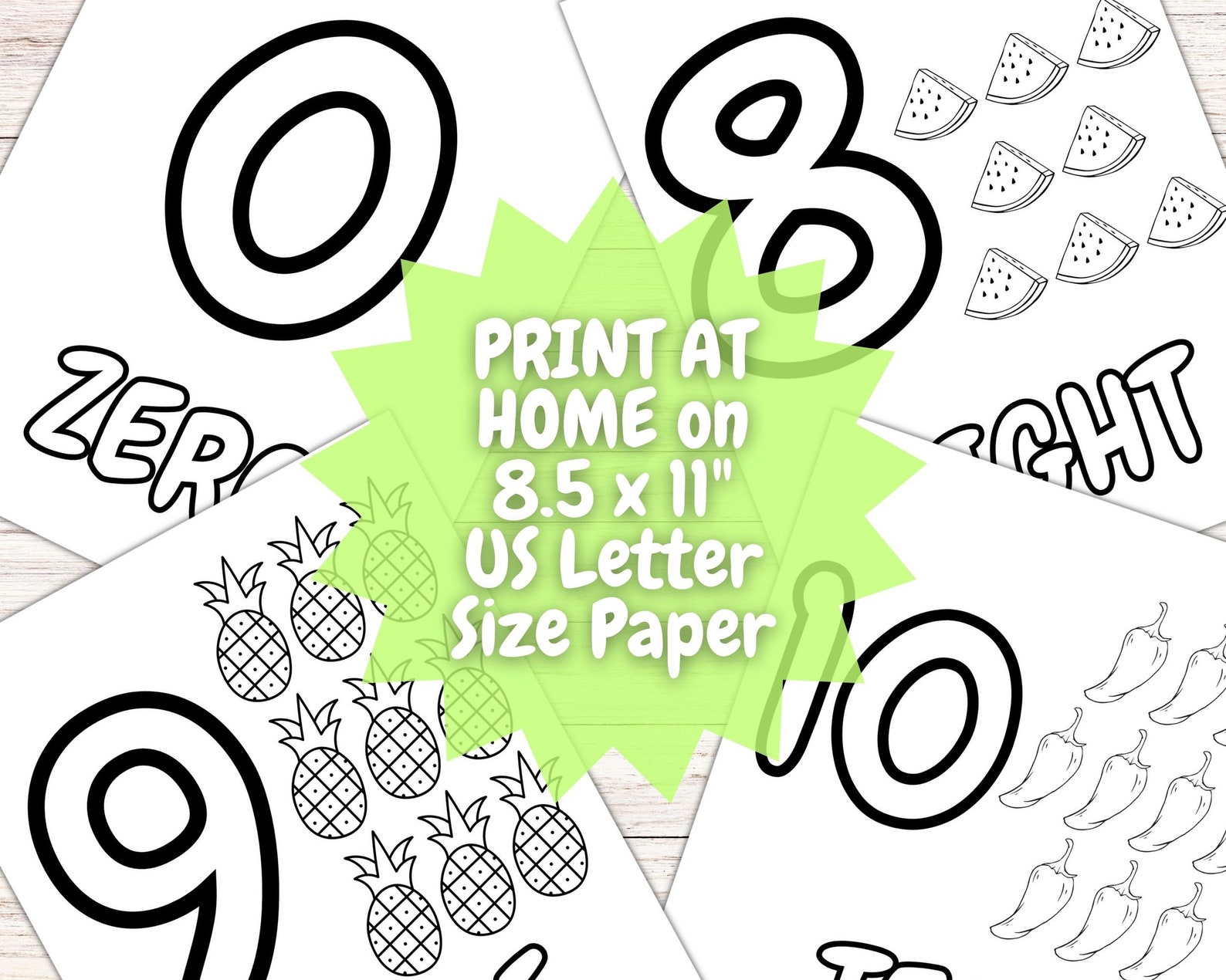 Food Number Coloring Pages (0-10): Preschool Learning (digital Download ...