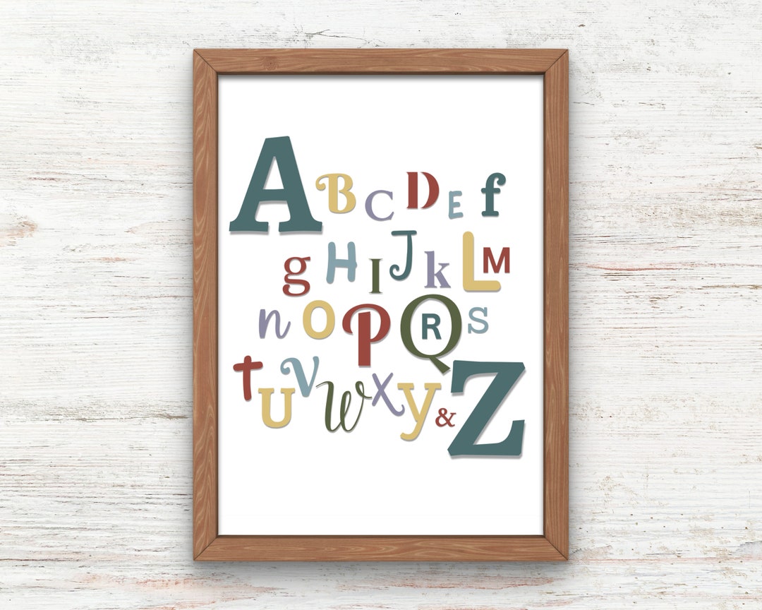 Whimsical Alphabet Wall Art, Playroom Poster, Nature Inspired Nursery ...