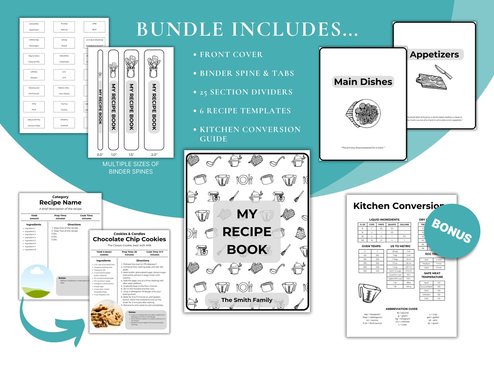 Printable Recipe Book Kit: DIY Cookbook Template (digital Download) - Etsy