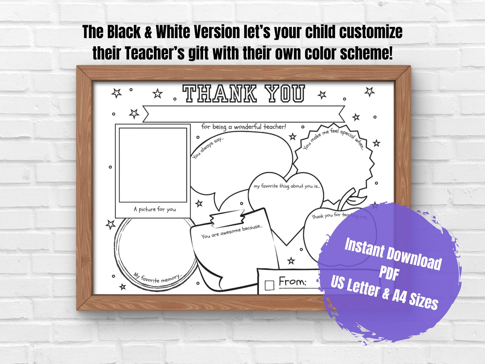 Thank You Teacher Coloring Page, End of Year Teacher Gift, Teacher ...