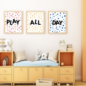 Play All Day Primary Colors, Set of 3 Playroom Prints, Nursery Decor ...