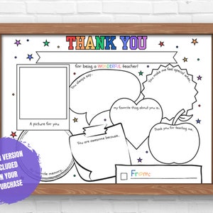 Thank You Teacher Coloring Page, End of Year Teacher Gift, Teacher ...