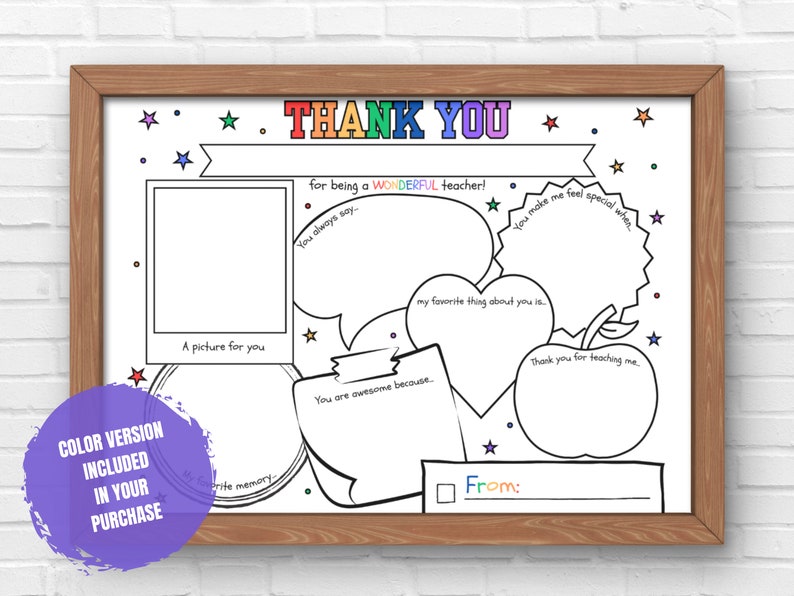 Thank You Teacher Coloring Page, End of Year Teacher Gift, Teacher ...