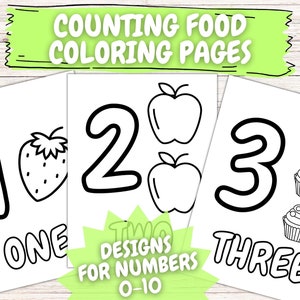 Food Number Coloring Pages (0-10): Preschool Learning (digital Download ...