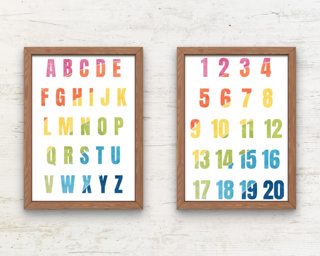 Rainbow Alphabet & Numbers, Set of 2 Playroom Prints, Nursery Art ...