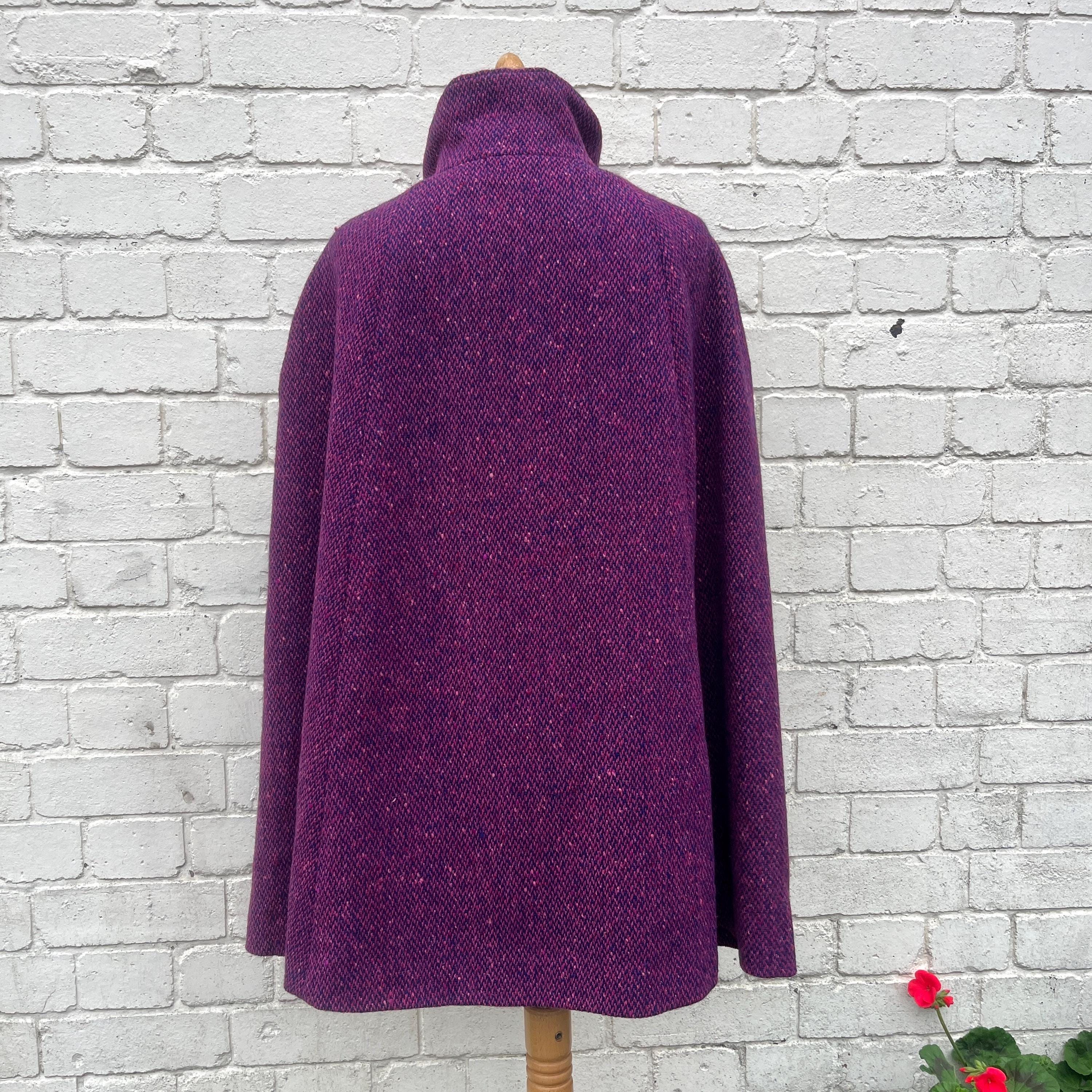 Vintage Purple Woven Wool Cape With Arm Holes Raspberry Lining One Size ...