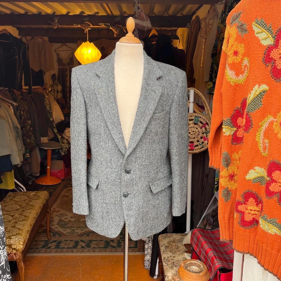 Harris Tweed for Centaur Handwoven Wool Blazer Grey Vintage - Etsy