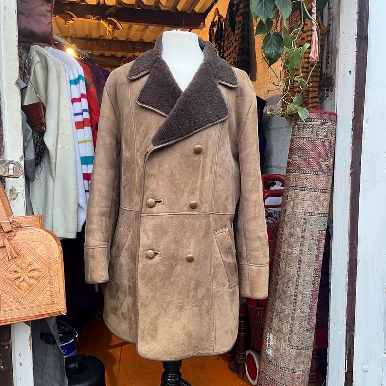 Vintage Sheepskin Coat 70s Shearling Edinburgh Woollen Mill Tan - Etsy