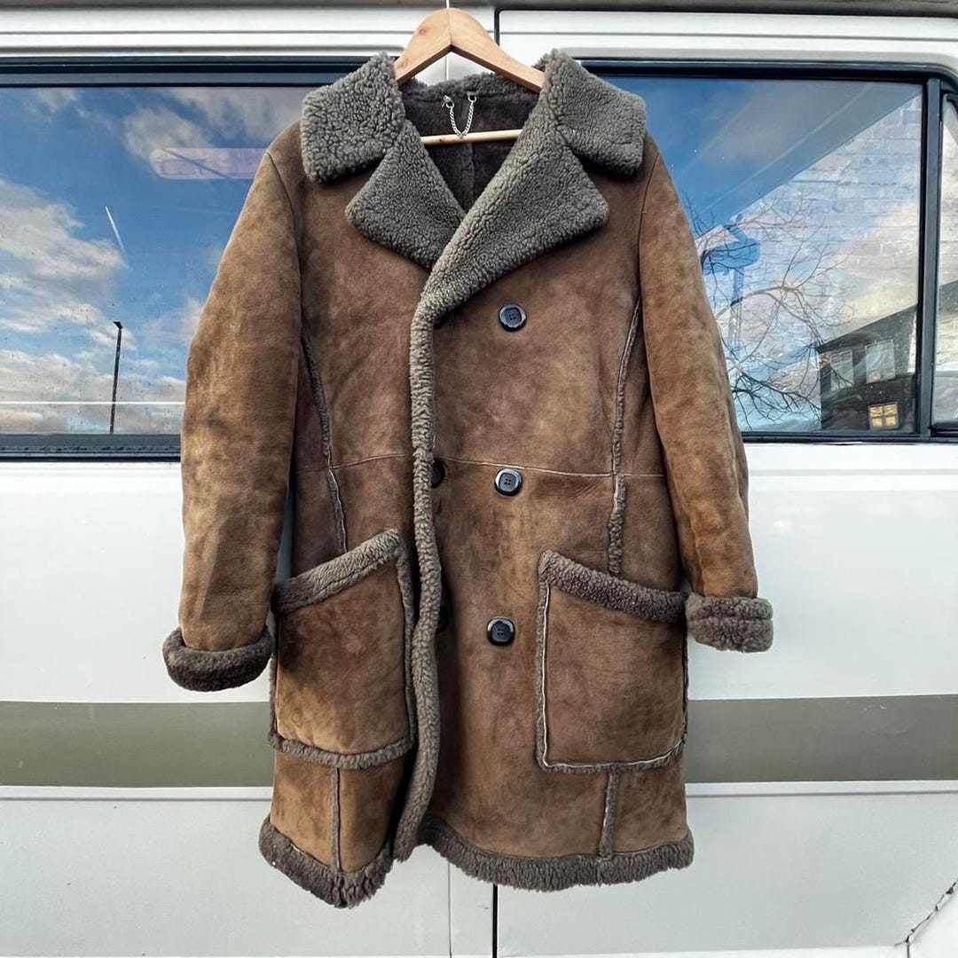 Vintage 70s Sheepskin Shearling Coat Brown - Etsy