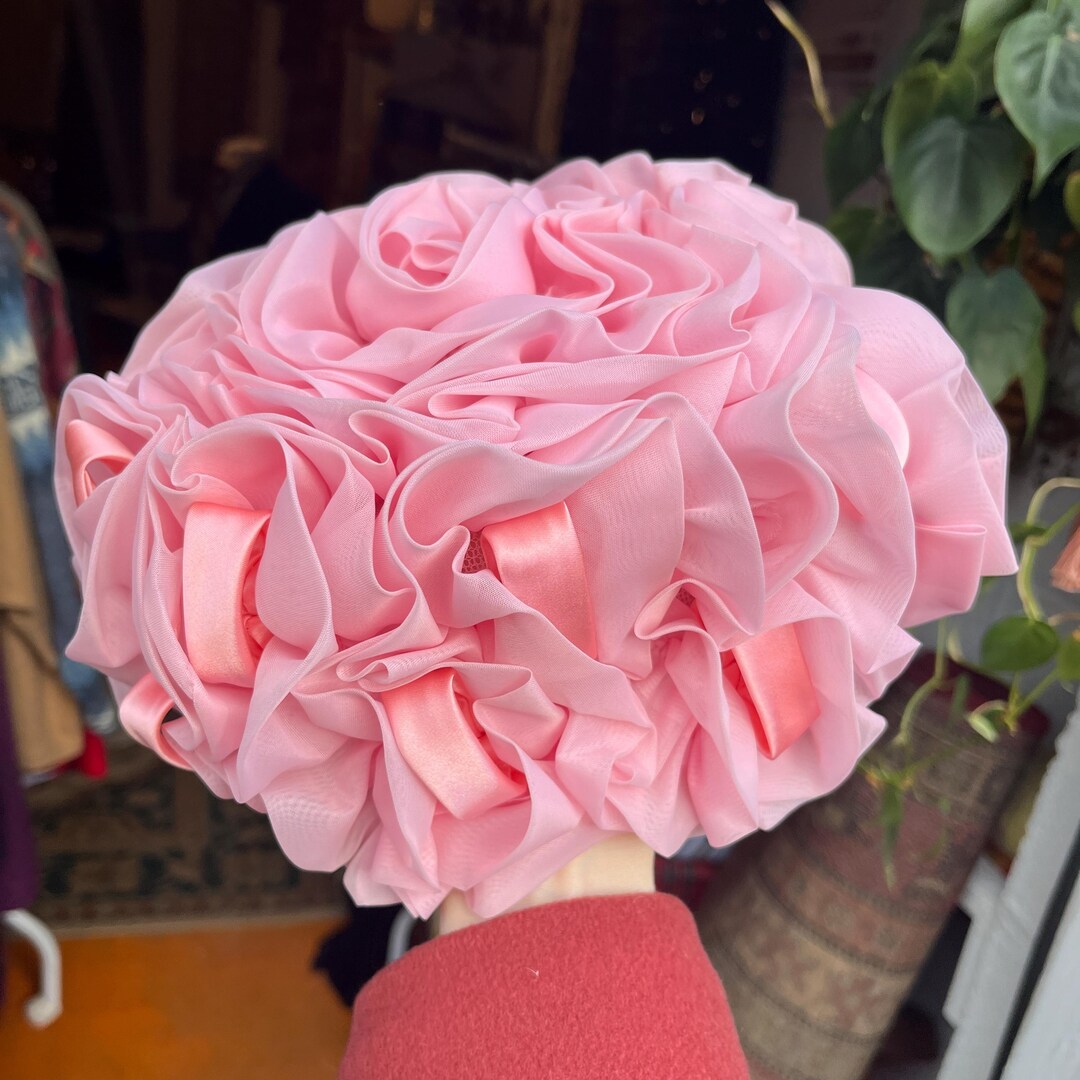 Vintage Pastel Pink Ruffle Hat - Etsy