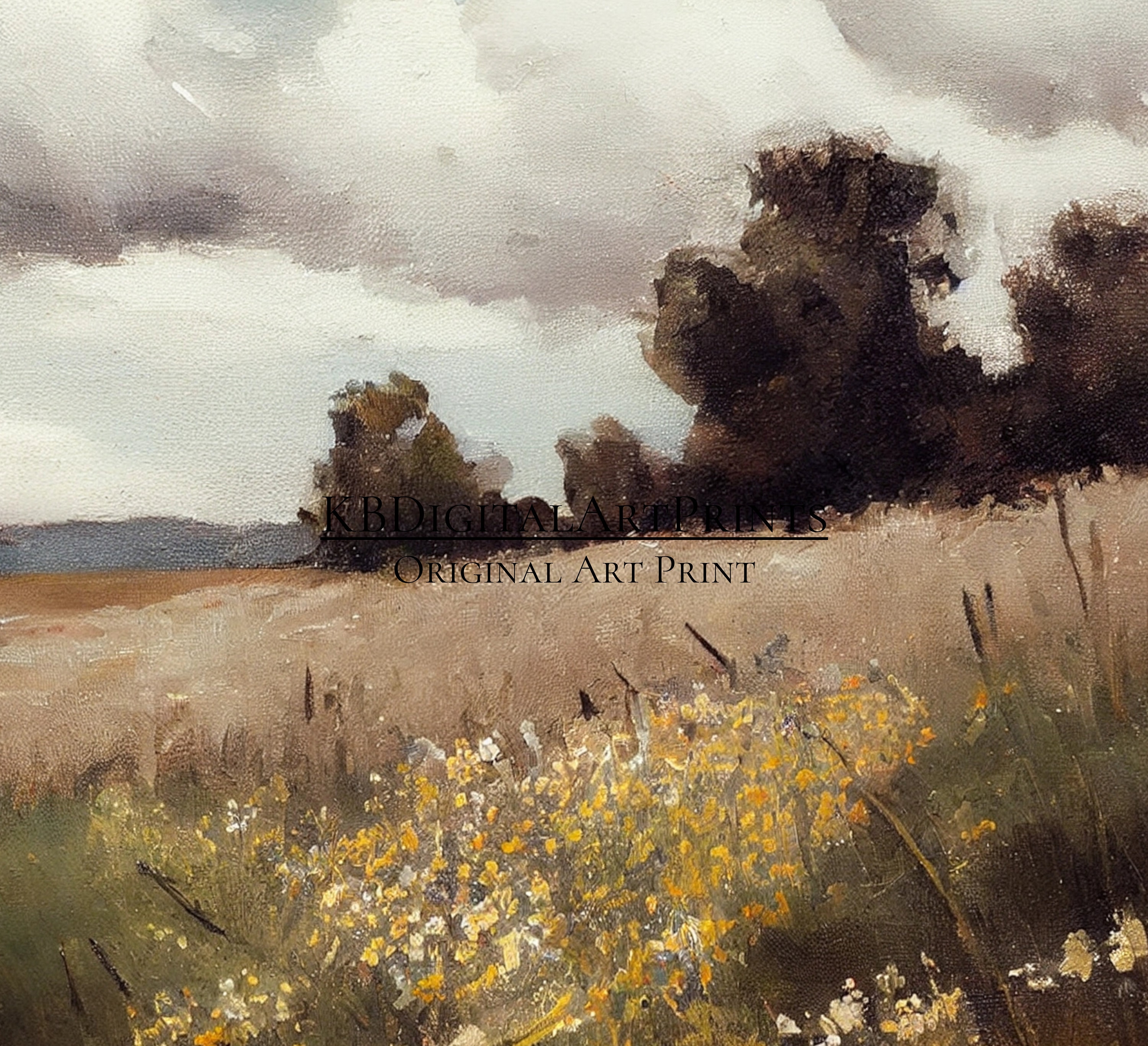Country Landscape Print, Vintage Farmhouse Wall Decor, Country Field ...