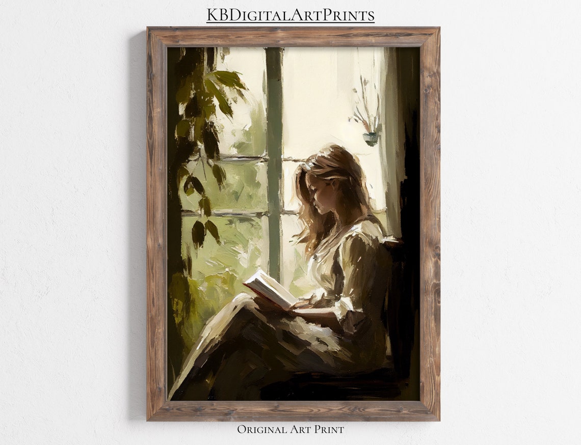 Woman Reading Portrait Reading Print Oil Painting Wall Art - Etsy