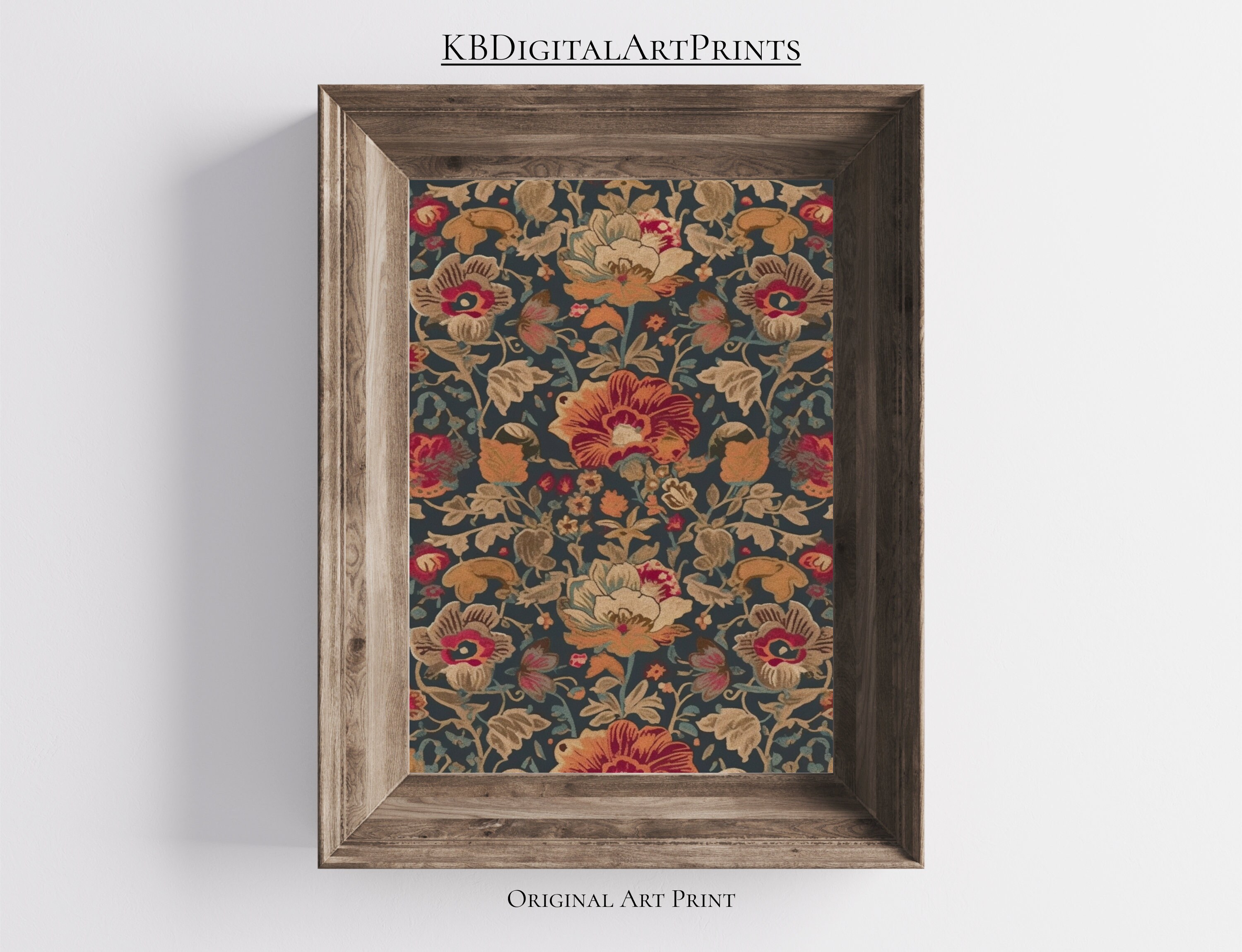 Printable Elegant Floral Tapestry Wall Art, Antique Textile Art ...