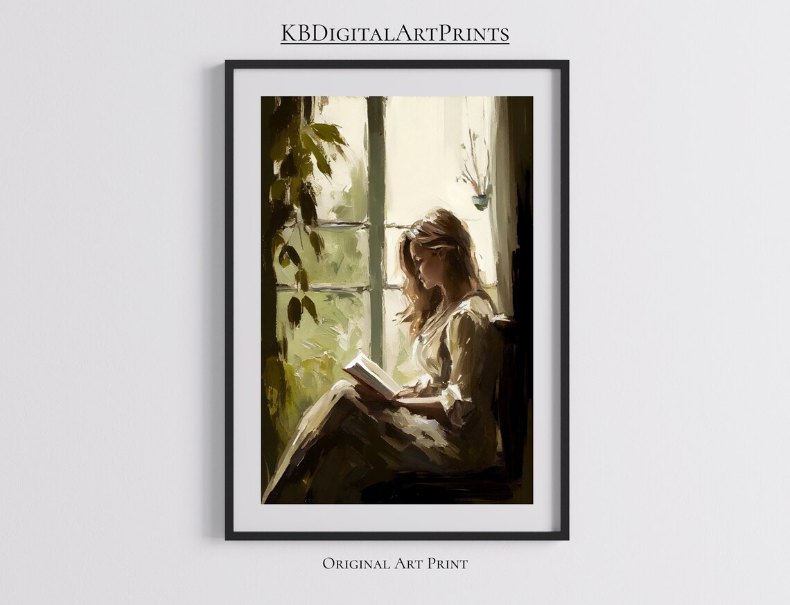 Woman Reading Portrait Reading Print Oil Painting Wall Art - Etsy