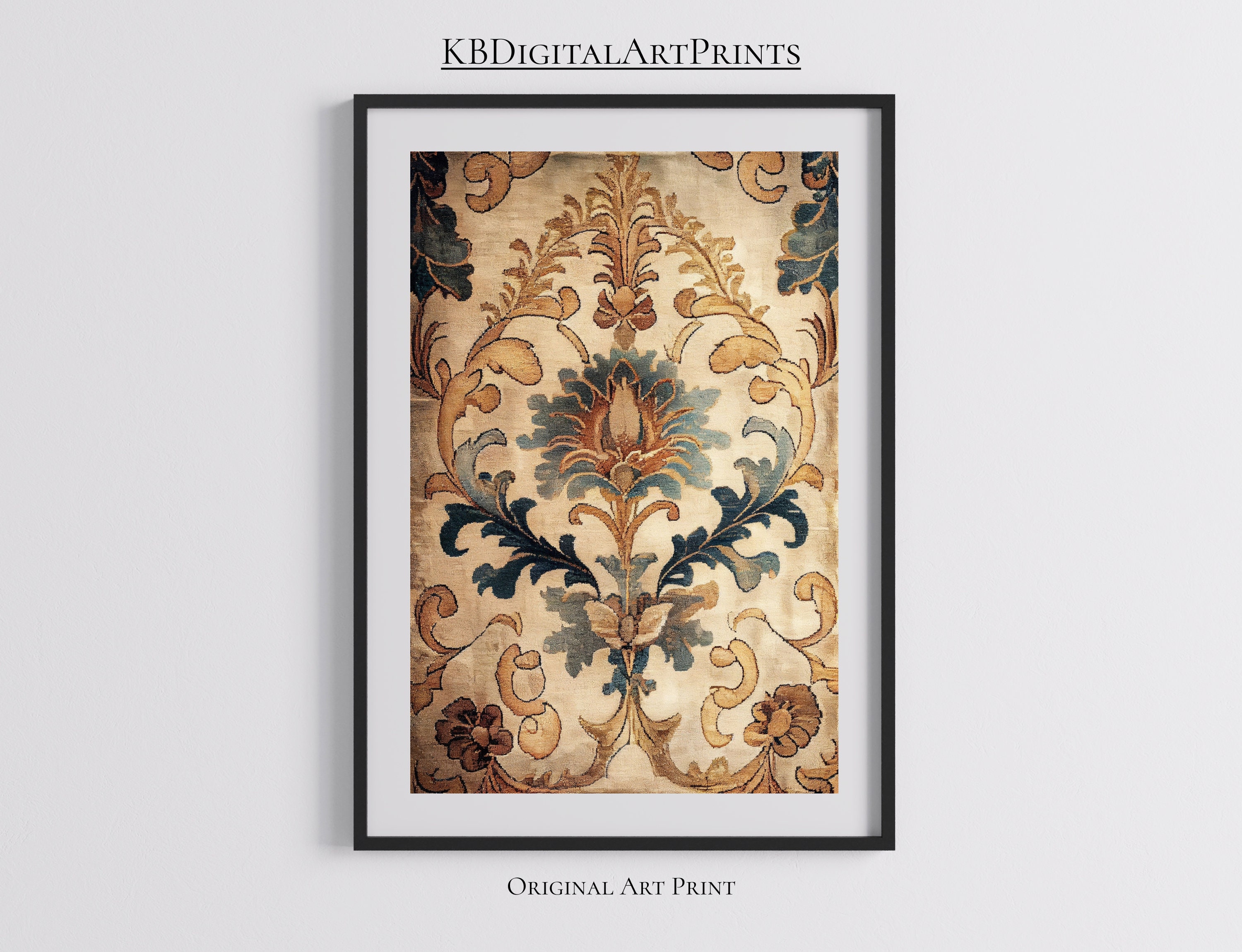 Antique Tapestry Printable Wall Art, Country Home Decor, Textile Wall ...