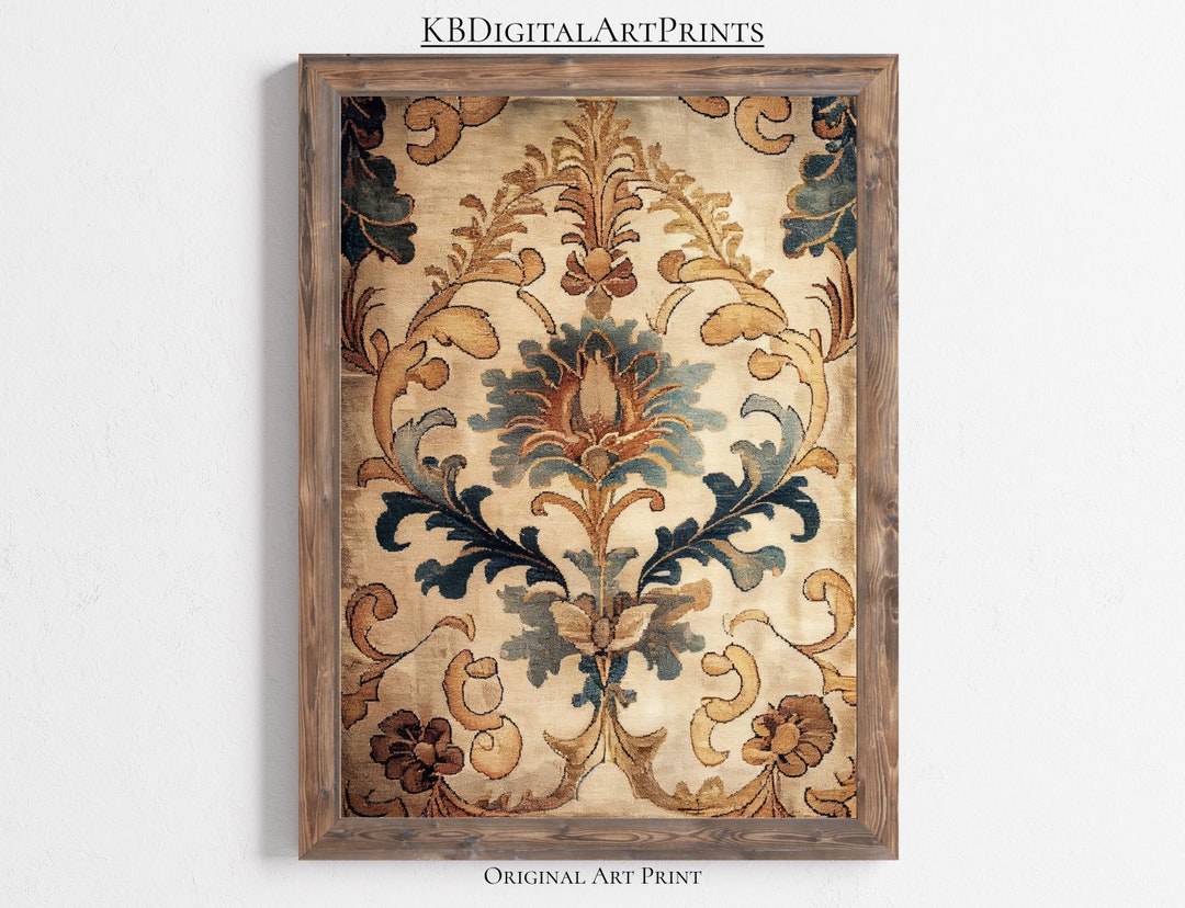 Antique Tapestry Printable Wall Art, Country Home Decor, Textile Wall ...