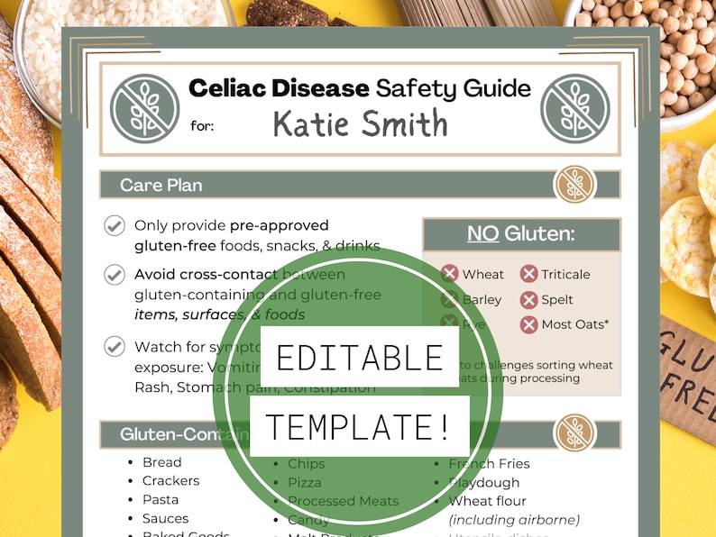 Gluten Free Kid • Celiac Disease Safety Guide Sheet for Kid • Canva ...