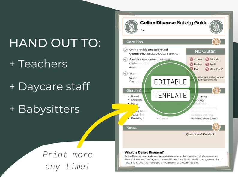 Gluten Free Kid • Celiac Disease Safety Guide Sheet for Kid • Canva ...