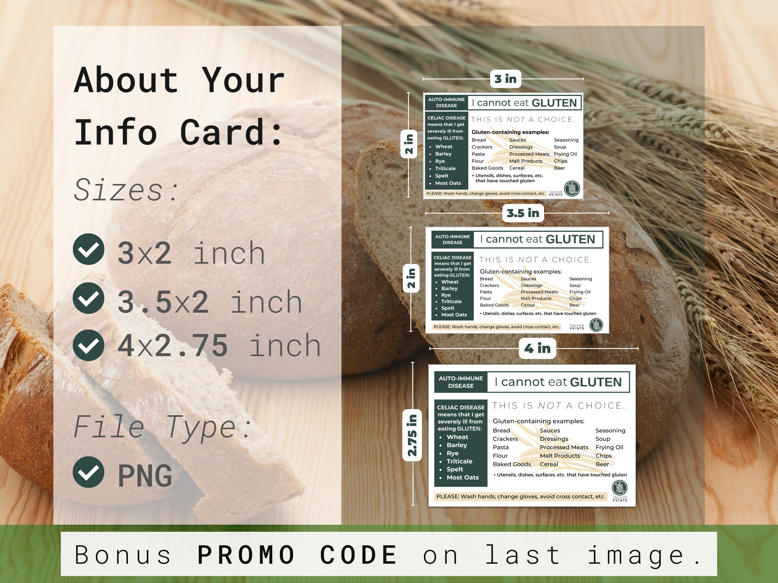Celiac Disease Card for Restaurants and Travel, Gluten-free Diet Food ...