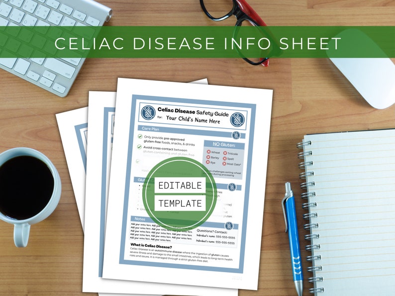 Celiac Disease Information Sheet for Kid, Gluten Free Kid, Gluten Free ...