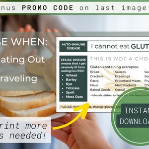 Celiac Disease Card for Restaurants and Travel, Gluten-free Diet Food ...