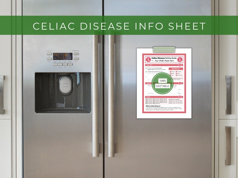 Celiac Disease Information Sheet for Kid, Gluten Free Kid, Gluten Free ...