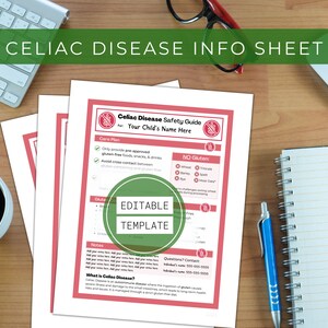 Celiac Disease Information Sheet for Kid, Gluten Free Kid, Gluten Free ...